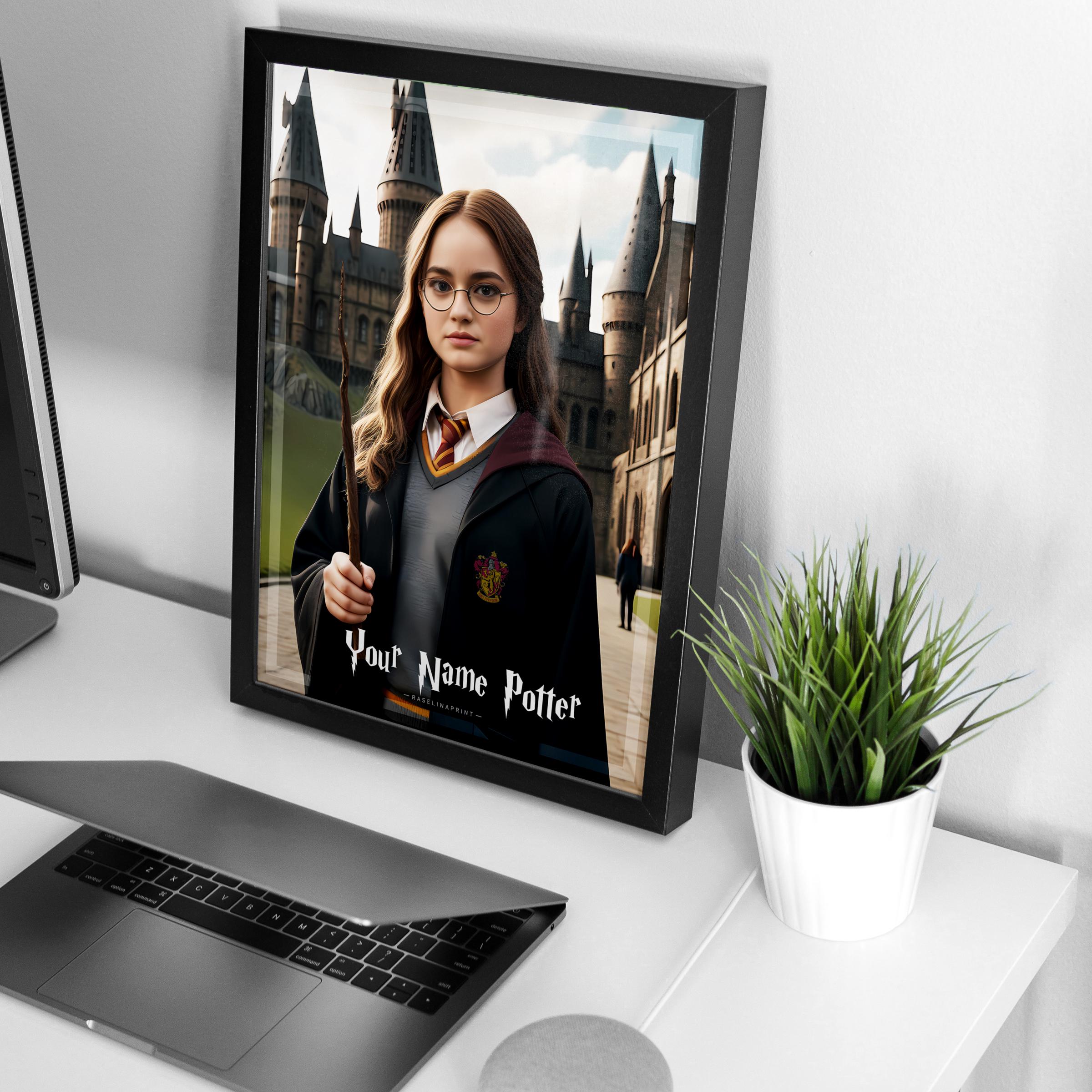 Custom Wizard Girl Portrait, Personalized Movie Portrait, Digital ...