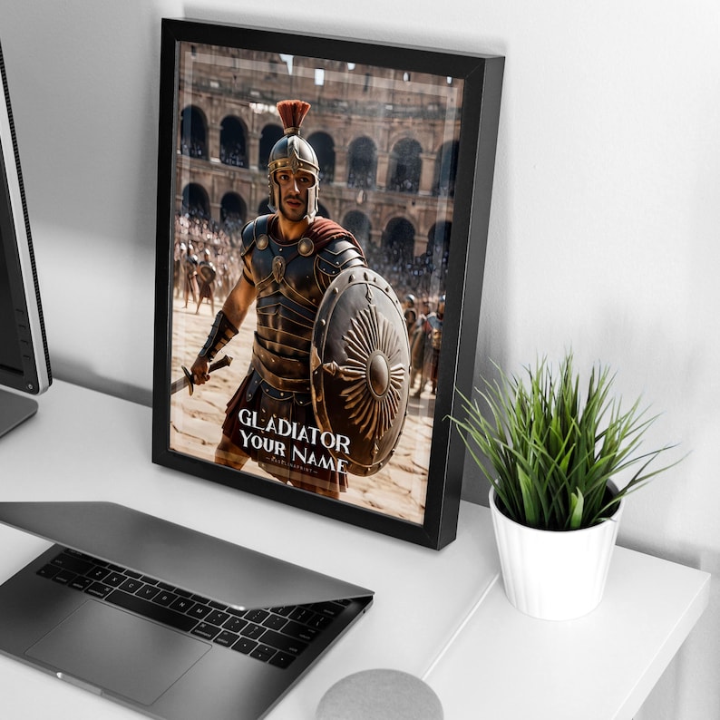 Custom Gladiator Man Portrait, Personalized Warrior Portrait, Gift for ...