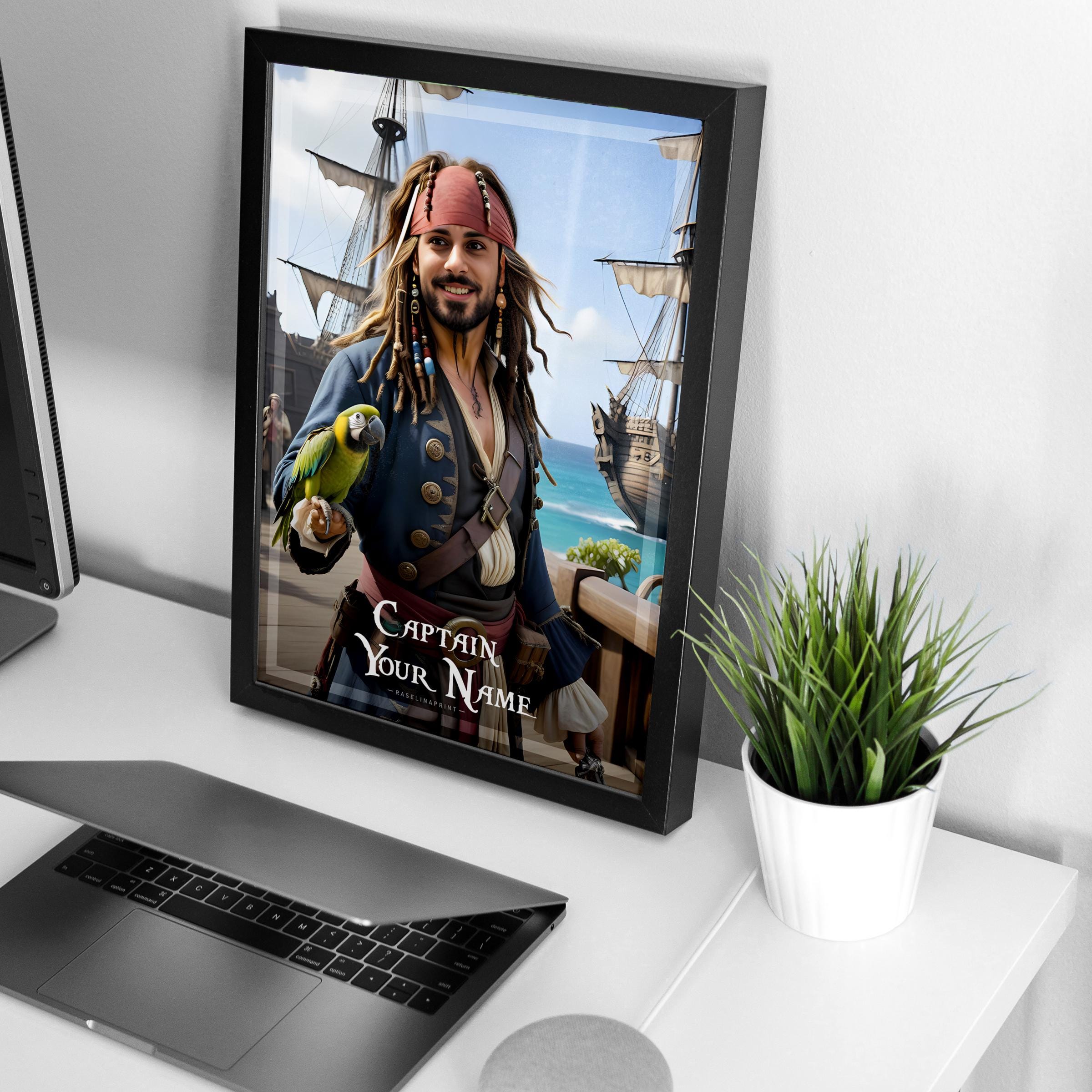 Custom Pirate Sailor Digital Portrait, Personalized Caribbean Sailor ...