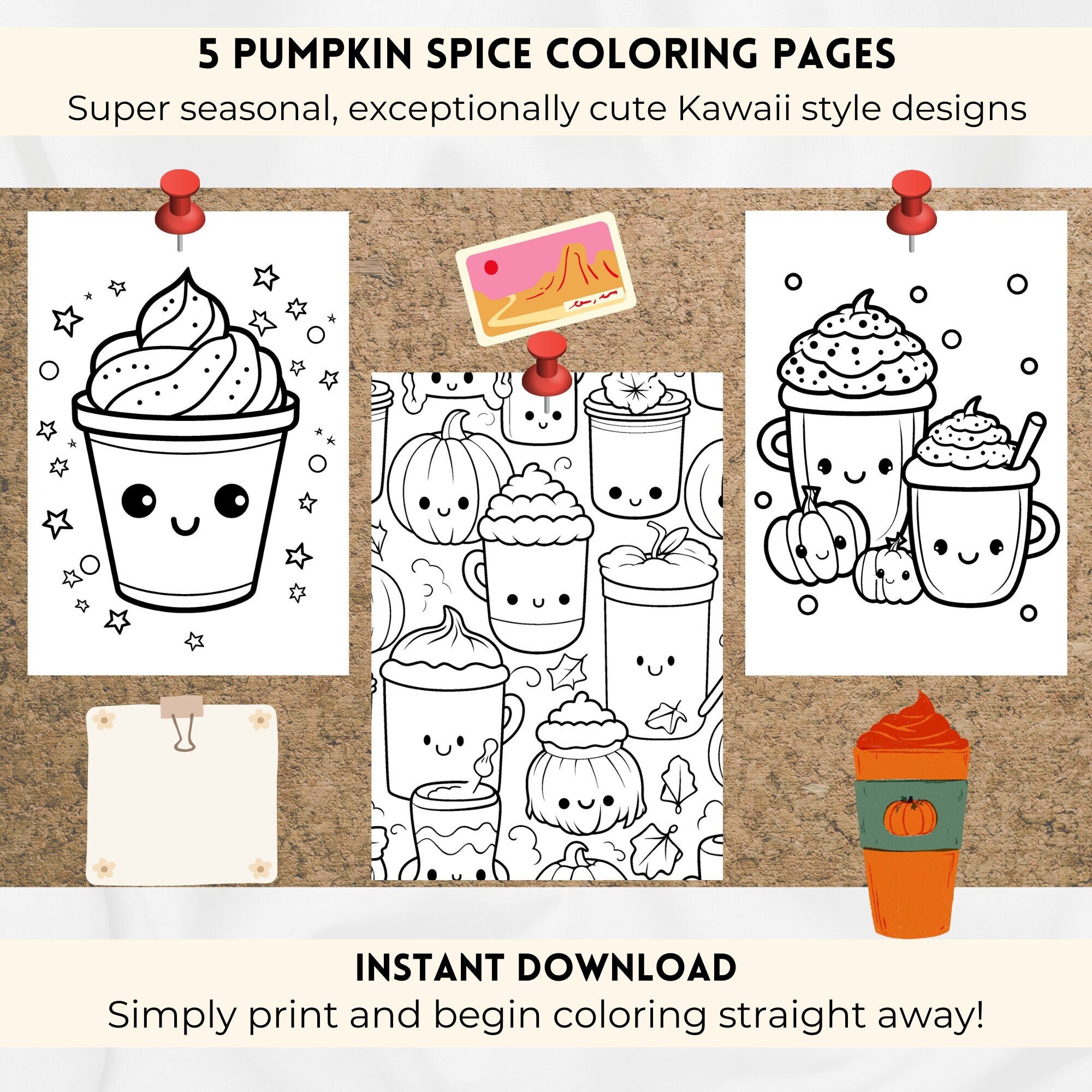 Pumpkin Spice Coloring Page, Kawaii Style Pumpkin Spice Coloring Pages ...