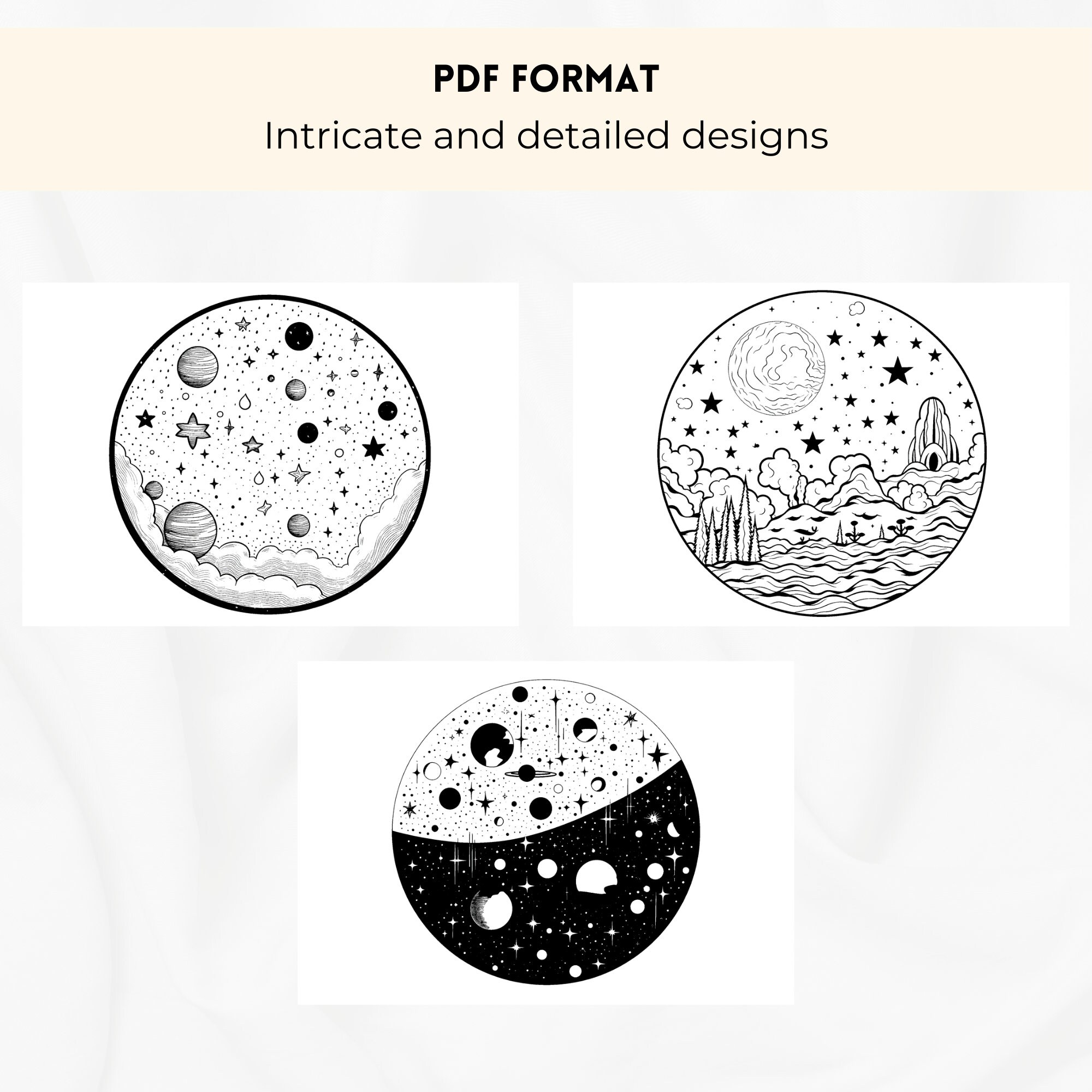 40 Celestial Coloring Pages Bundle, Sun Moon Star Coloring, Mystical ...