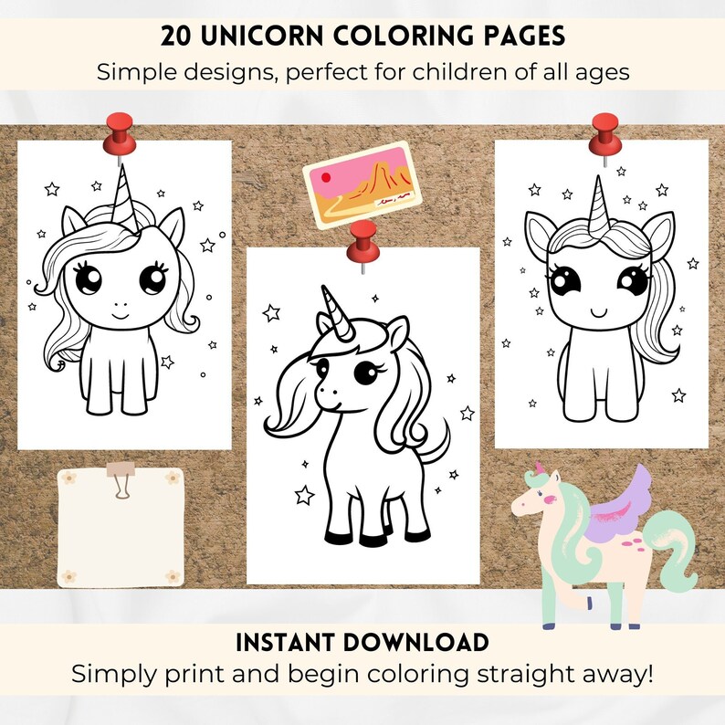 Unicorn Coloring Pages for Kids, Baby Unicorn Coloring Pages, Cute ...
