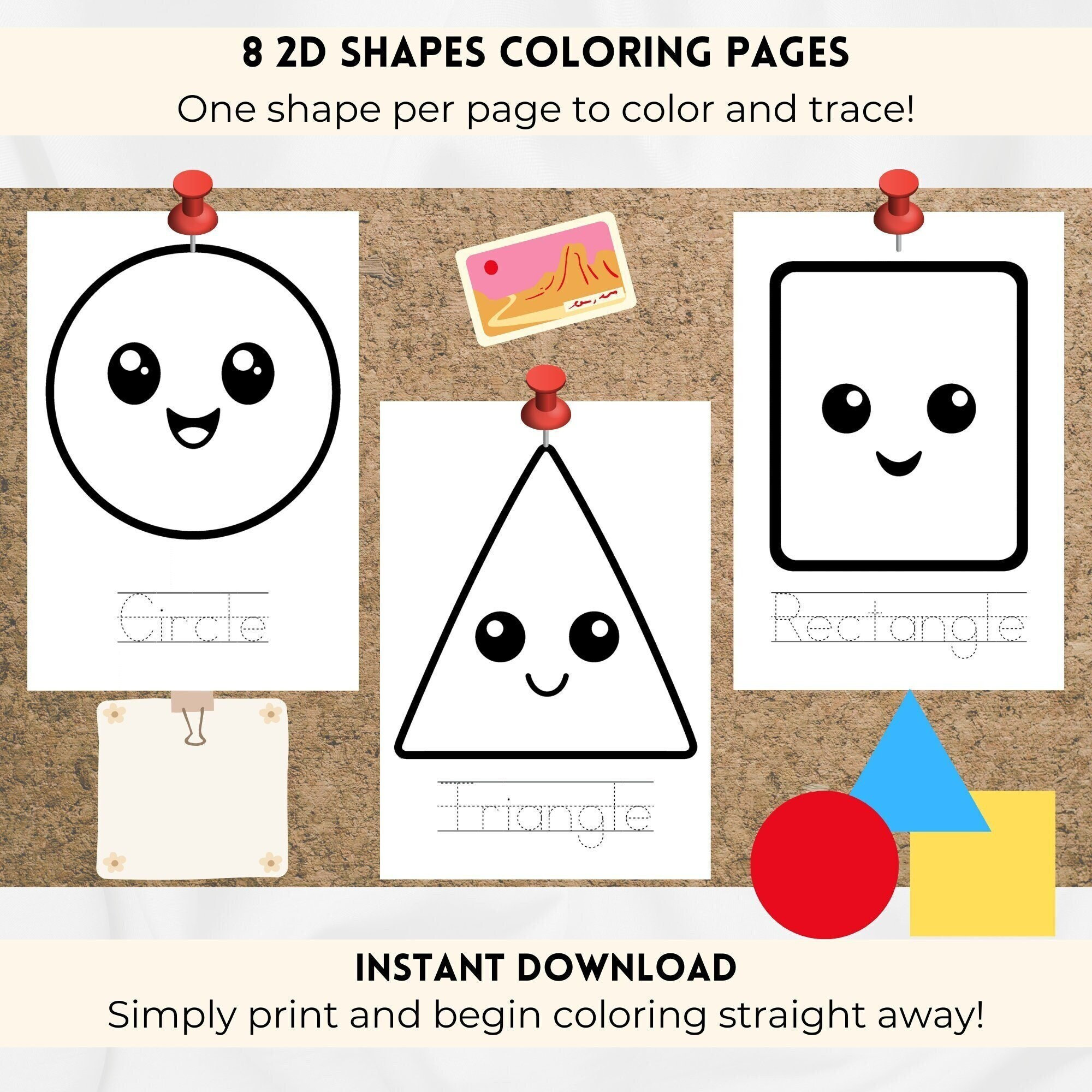 Printable Shapes Coloring Pages, Shape Coloring, 2 D Shapes Coloring ...