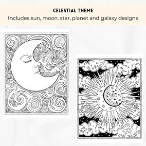 Rectangular Celestial Coloring Pages, Sun Moon Star Coloring, Mystical ...