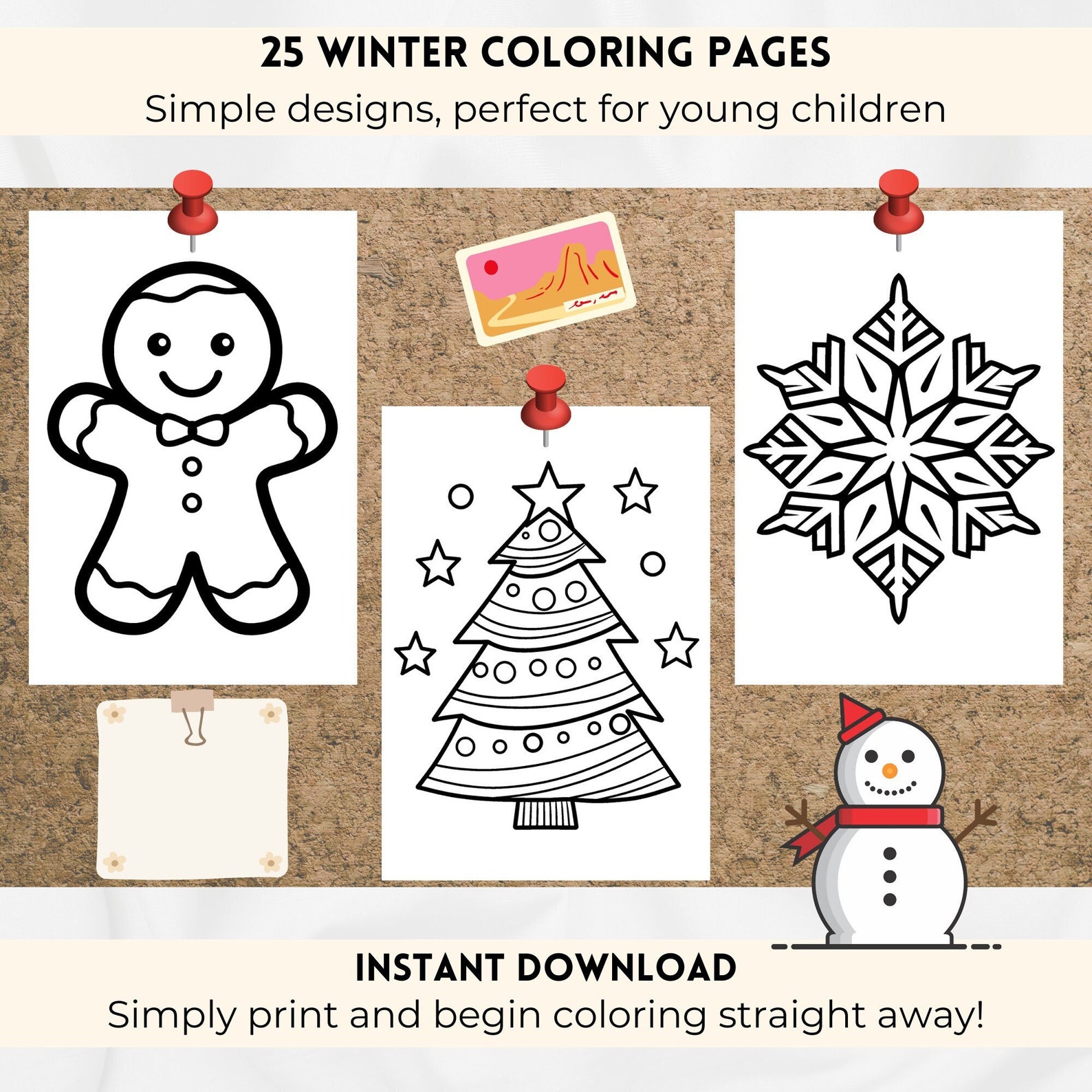 Winter Coloring Pages for Kids, Christmas Coloring Sheets, Christmas ...