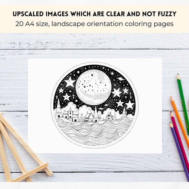 40 Celestial Coloring Pages Bundle, Sun Moon Star Coloring, Mystical ...