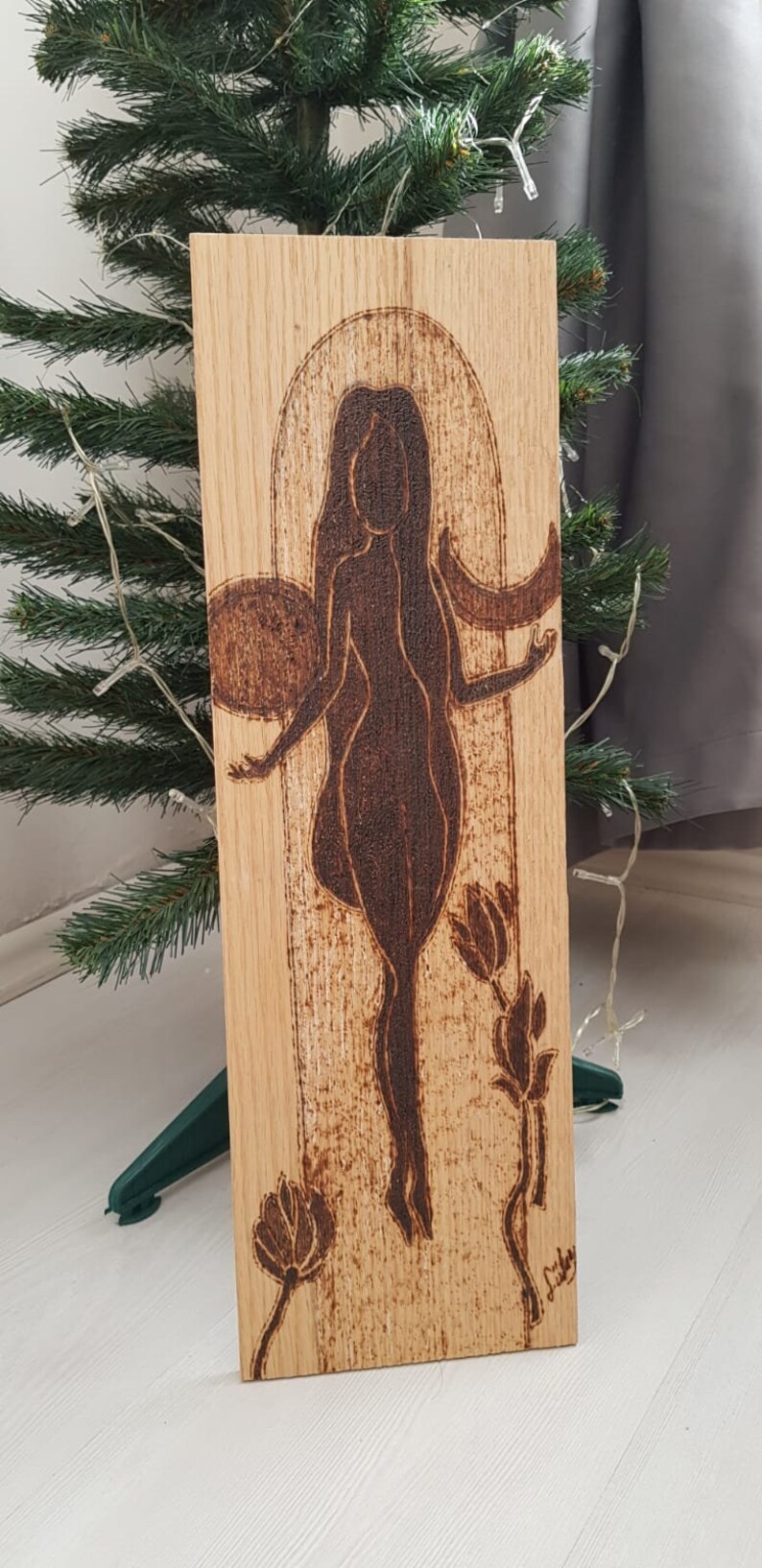 Sun, Moon and Woman Themed Handmade Wood Burning - Etsy