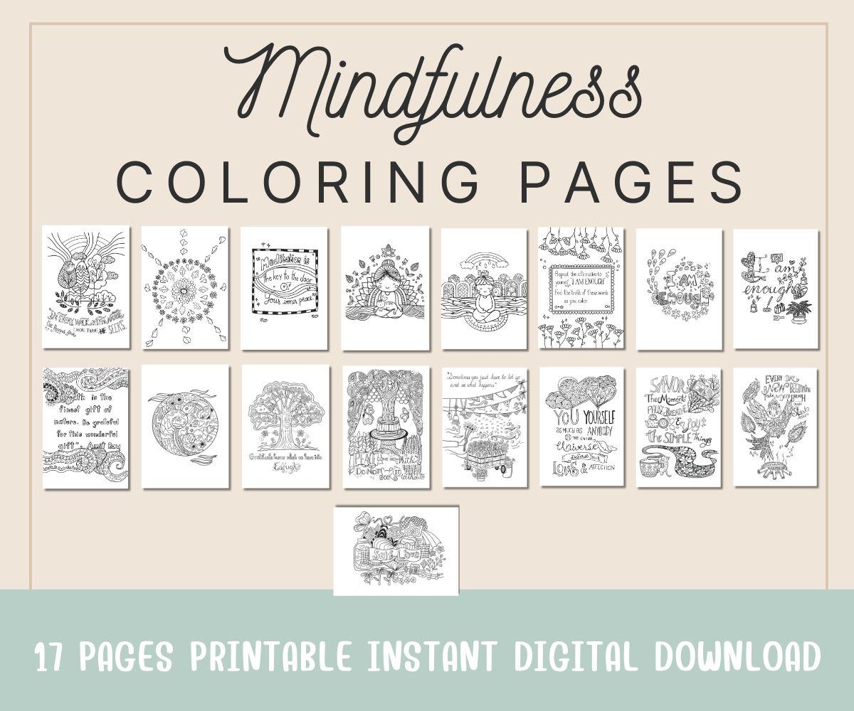 Mindfulness Coloring Pages 17 Printables, Adult and Teenage Coloring ...