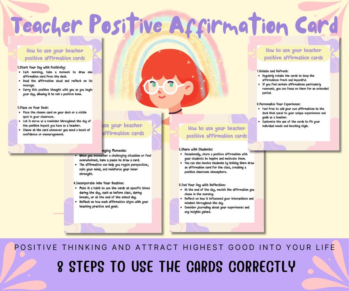 Teacher Positive Affirmation Cards - Great for Teacher's Day Gifts, the ...