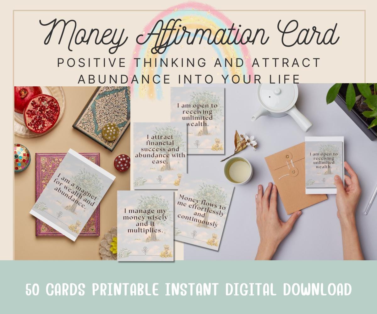 Money Affirmation Cards, Printable Affirmation Digital Cards Deck ...