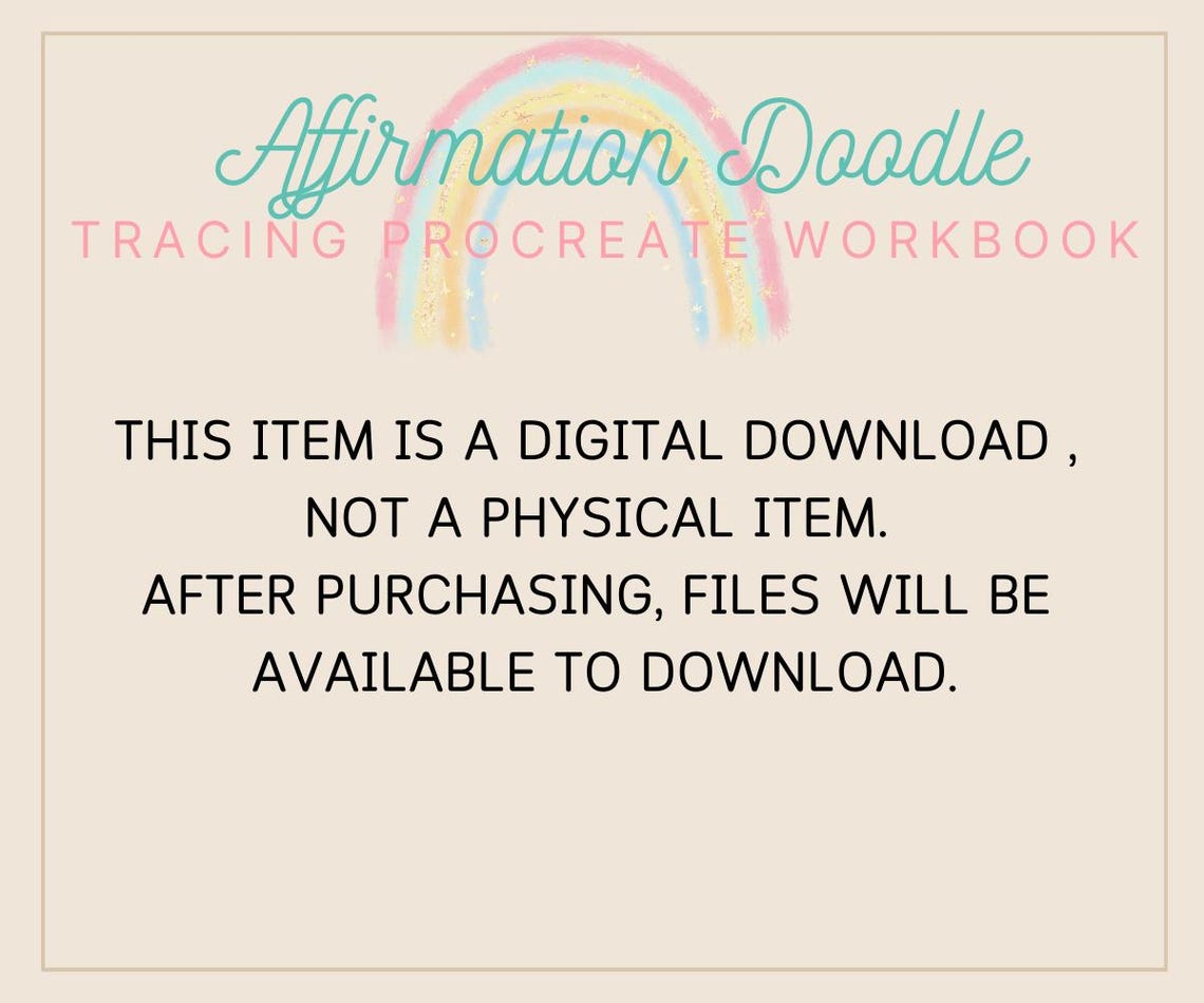 Affirmations Tracing Doodle Procreate Workbook, 10 Procreate Pages ...