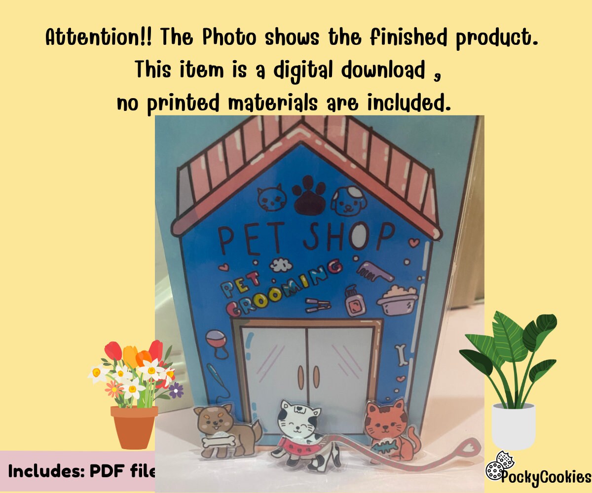 Printable Pet Shop Dollhouse, Activities for Kids PDF. - Etsy