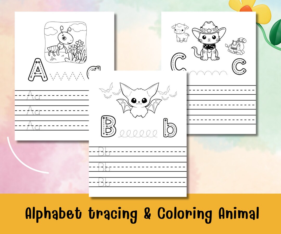 Alphabet Tracing & Coloring. Animals Themed Alphabet. Homeschooling ...