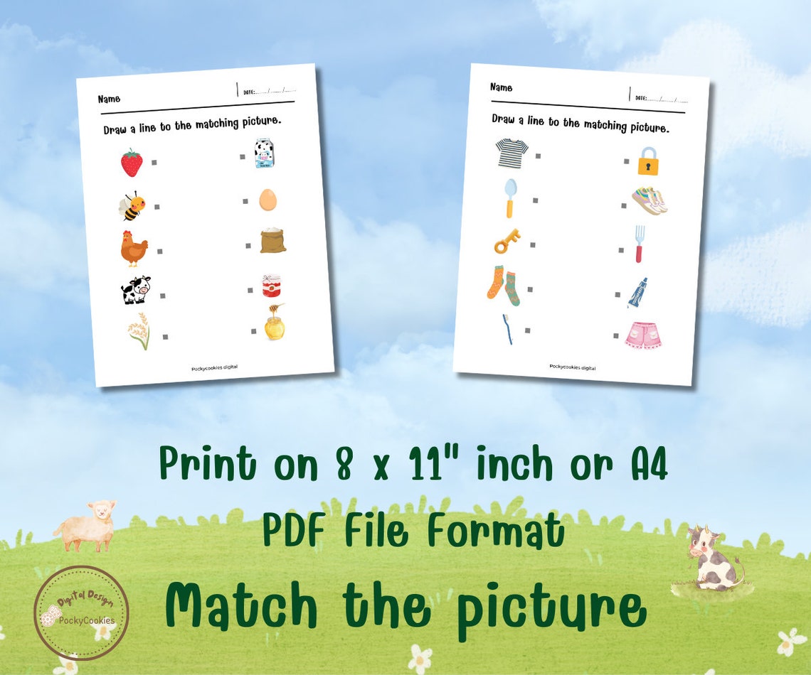 Printable Matching Worksheets, Match the Picture, Kindergarten ...
