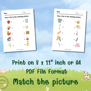 Printable Matching Worksheets, Match the Picture, Kindergarten ...