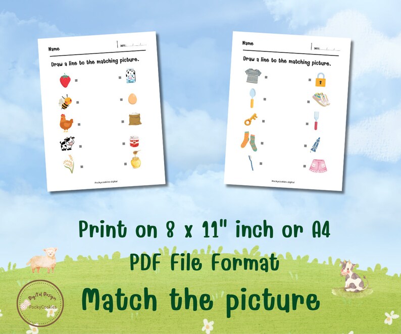 Printable Matching Worksheets, Match the Picture, Kindergarten ...