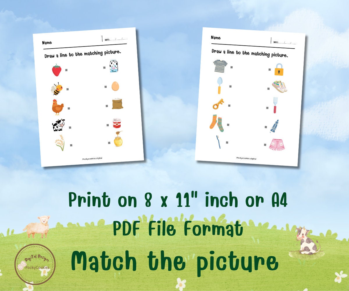 Printable Matching Worksheets, Match the Picture, Kindergarten ...