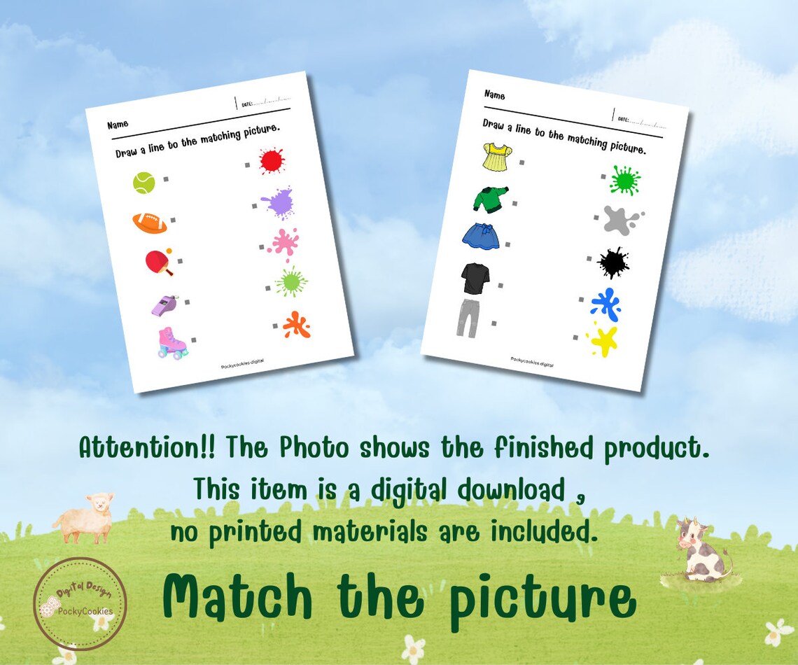 Printable Matching Worksheets, Match the Picture, Kindergarten ...