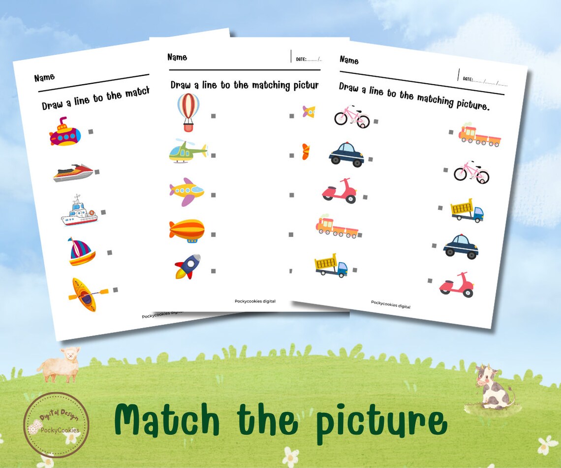 Printable Matching Worksheets, Match the Picture, Kindergarten ...