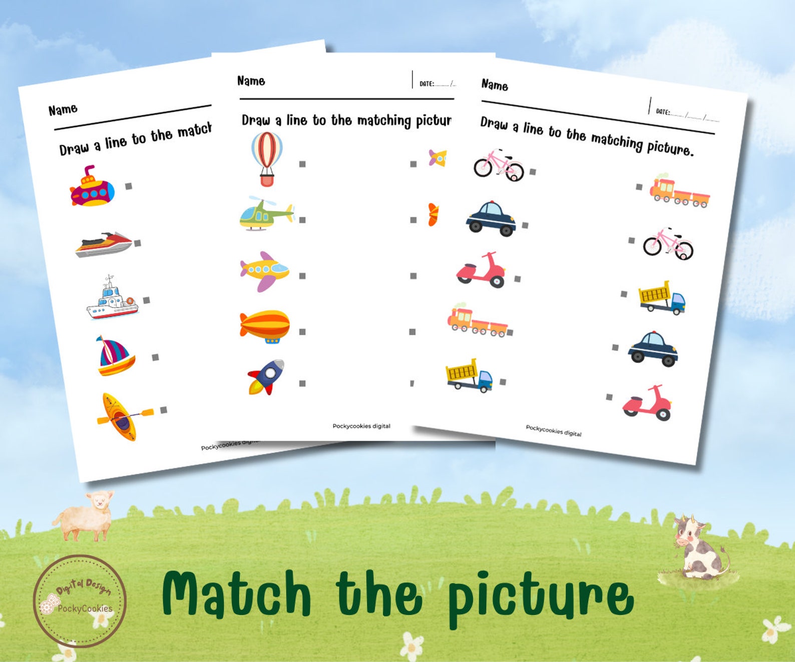 Printable Matching Worksheets, Match the Picture, Kindergarten ...