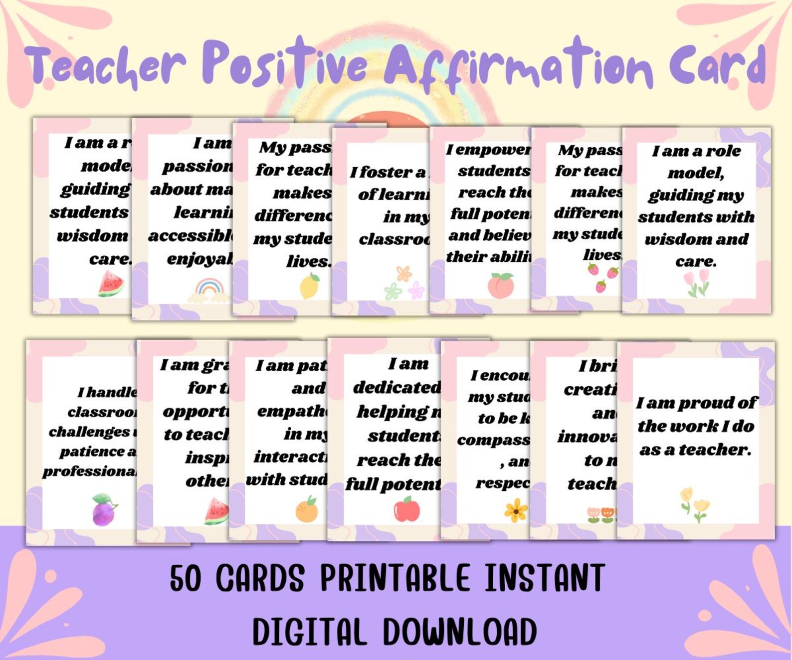 Teacher Positive Affirmation Cards - Great for Teacher's Day Gifts, the ...