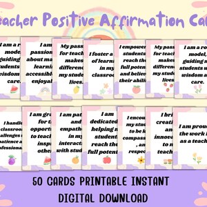 Teacher Positive Affirmation Cards - Great for Teacher's Day Gifts, the ...