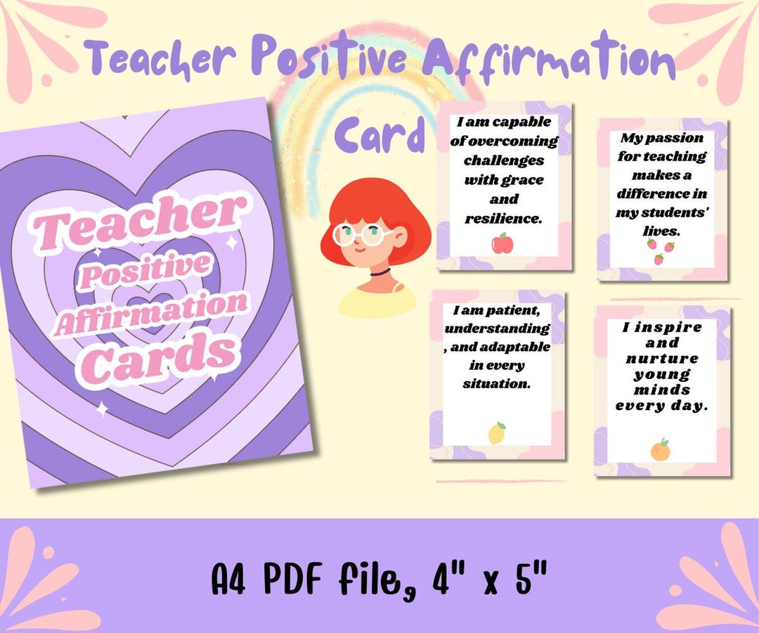 Teacher Positive Affirmation Cards - Great for Teacher's Day Gifts, the ...