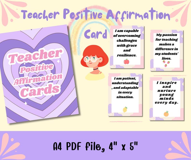 Teacher Positive Affirmation Cards - Great for Teacher's Day Gifts, the ...