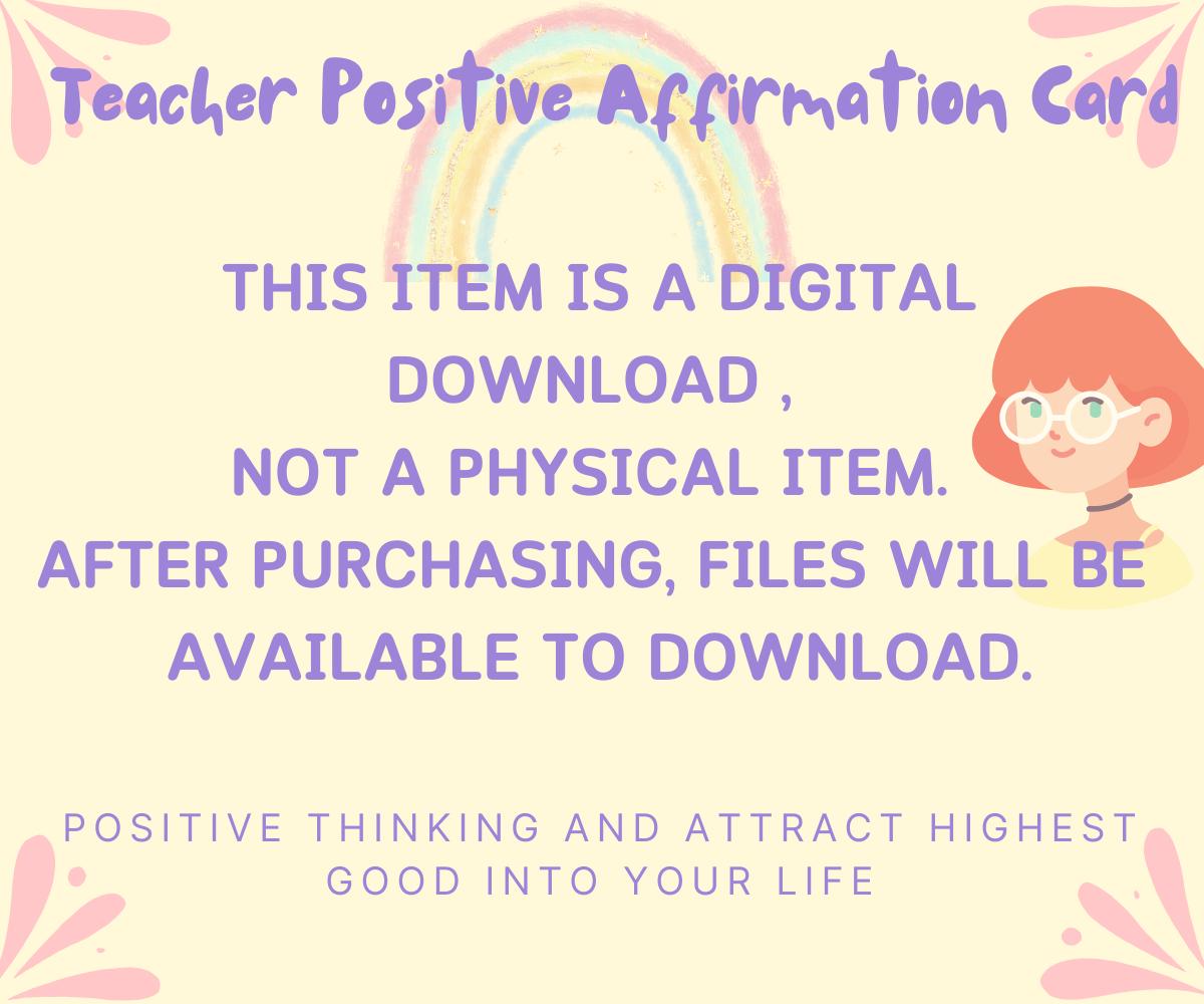 Teacher Positive Affirmation Cards - Great for Teacher's Day Gifts, the ...