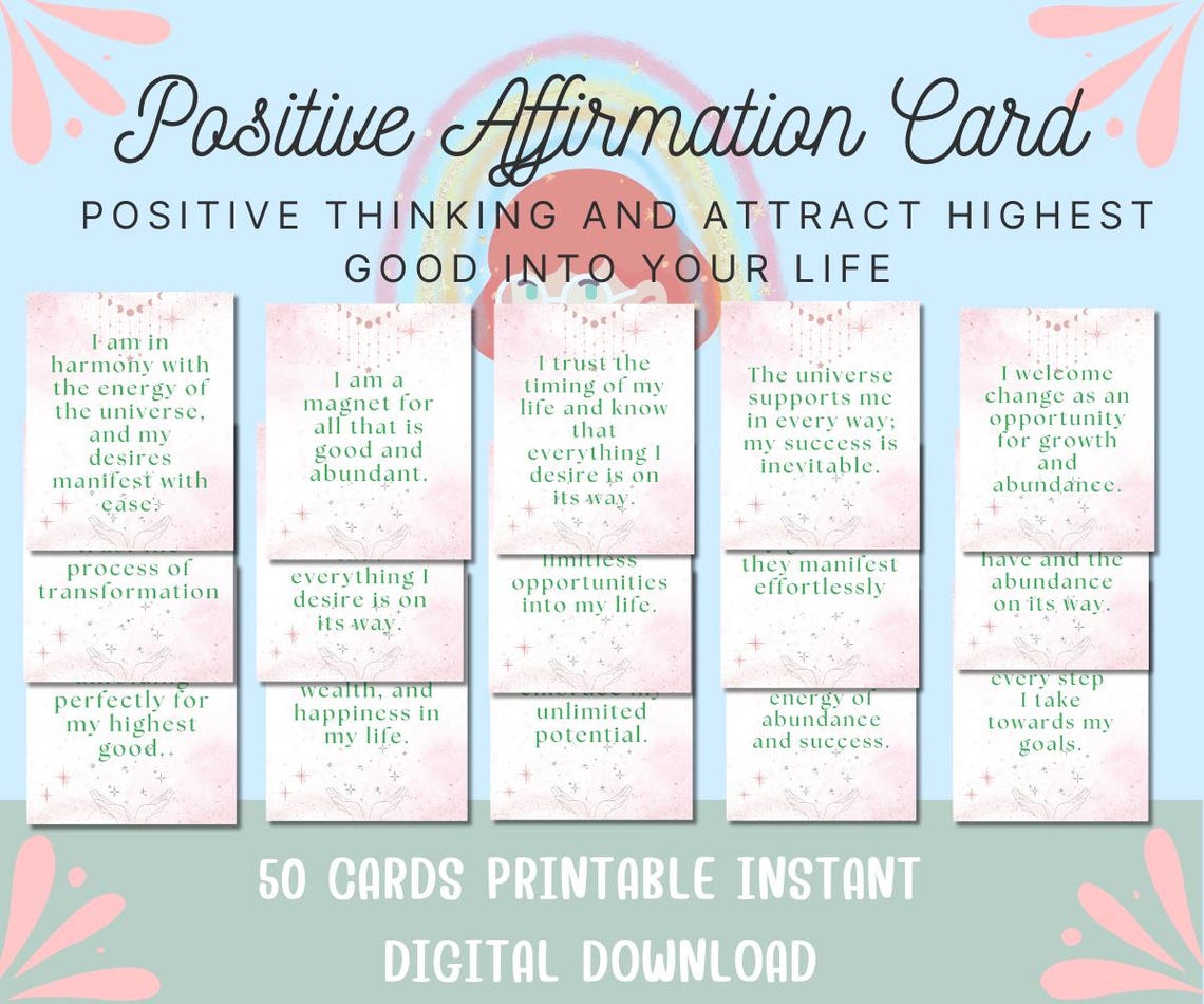 Positive Affirmation Cards, Positive Quote Flash Cards, Affirmations Cards, Self Esteem ...
