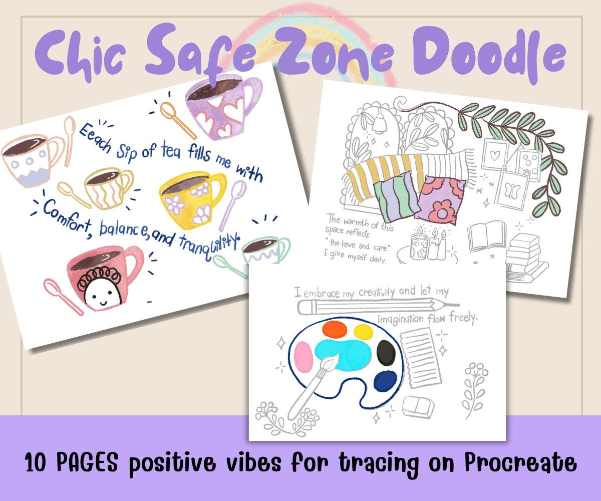 Affirmations Tracing Doodle Procreate Workbook, 10 Procreate Pages ...