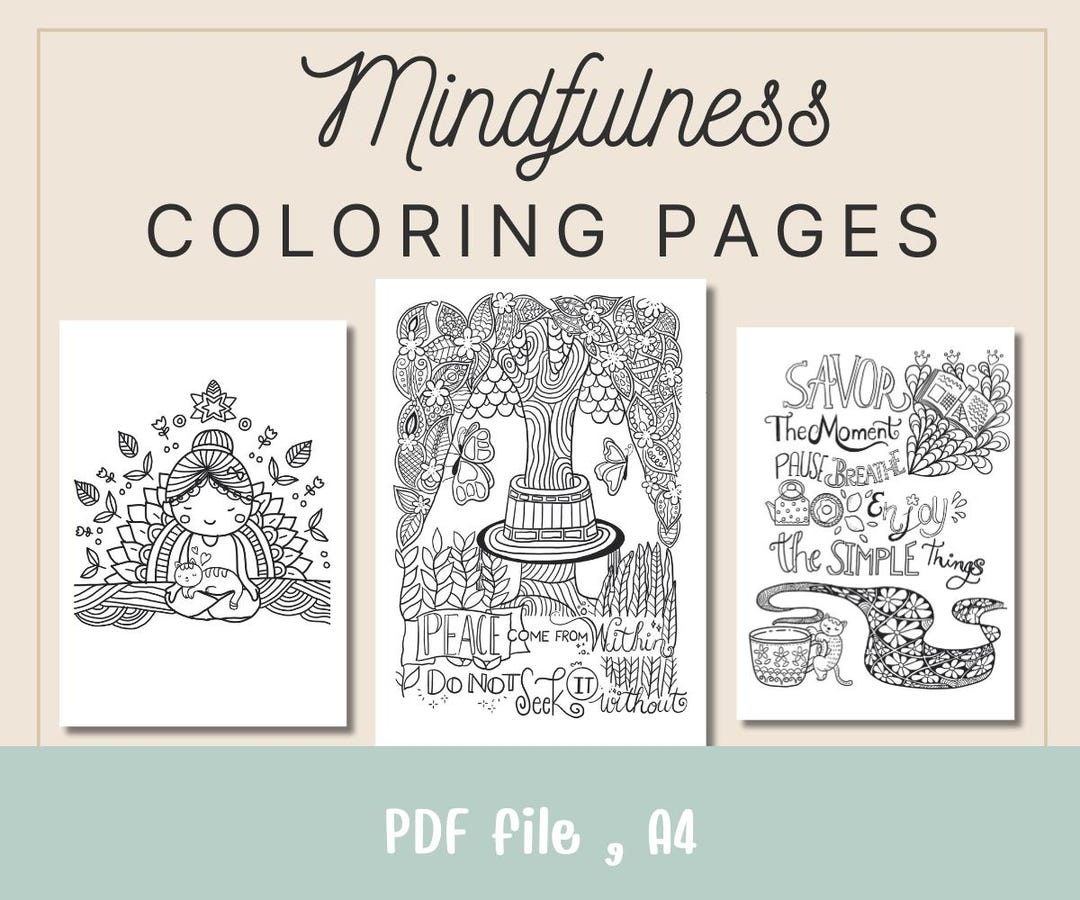 Mindfulness Coloring Pages 17 Printables, Adult and Teenage Coloring ...