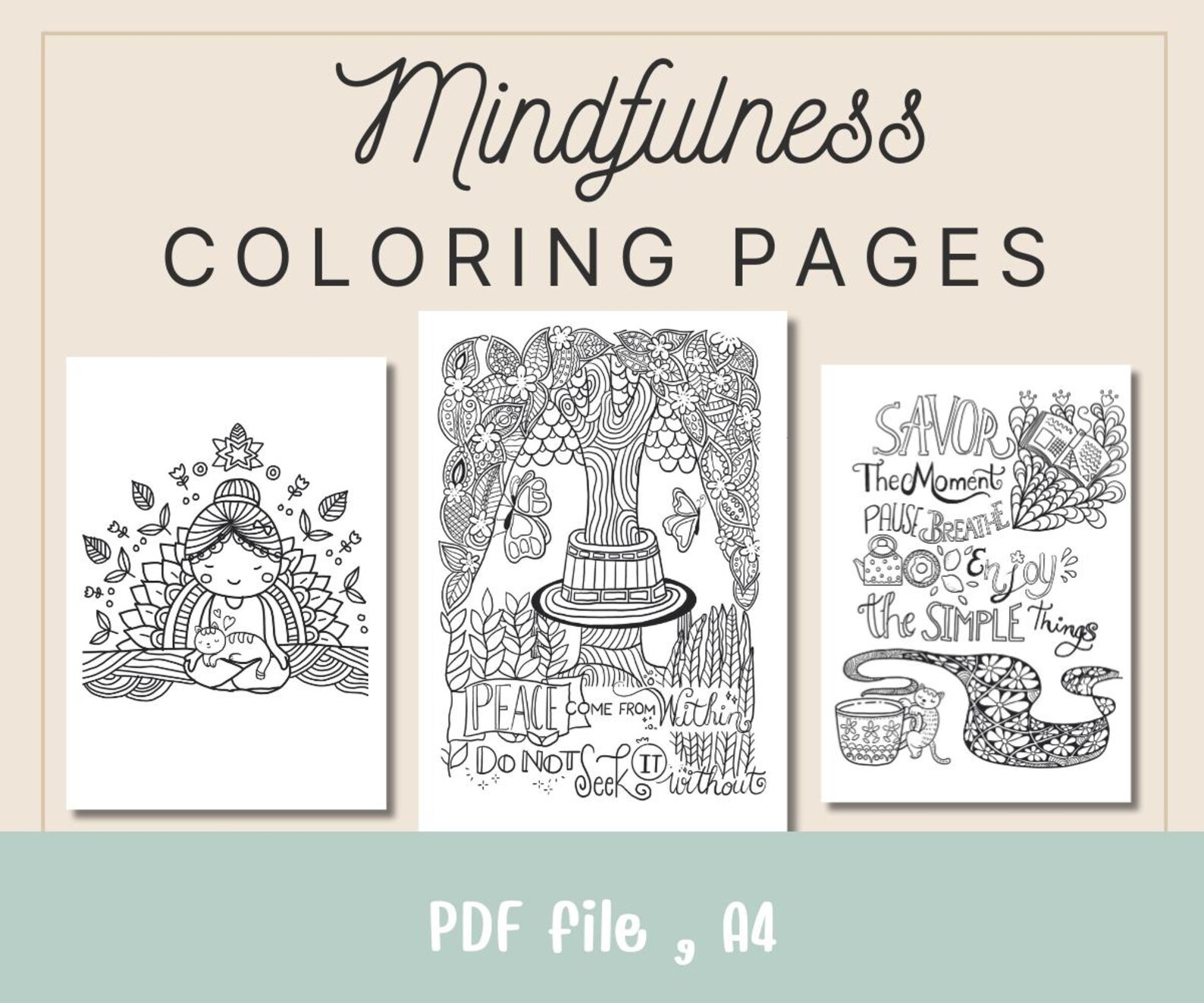 Mindfulness Coloring Pages 17 Printables, Adult and Teenage Coloring ...