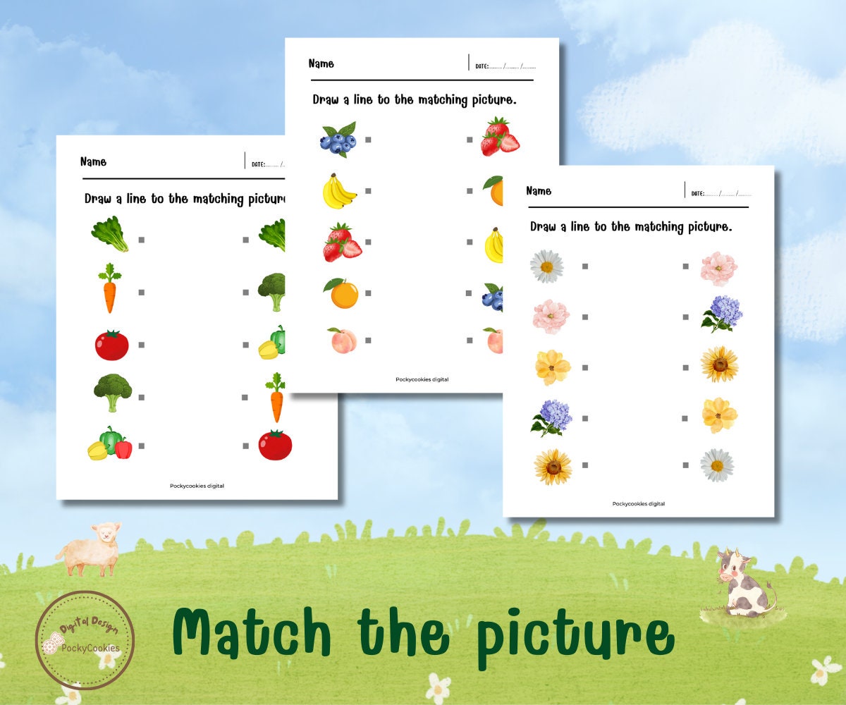 Printable Matching Worksheets, Match the Picture, Kindergarten ...