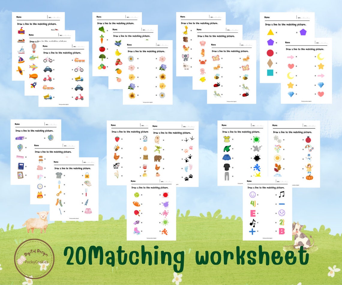 Printable Matching Worksheets, Match the Picture, Kindergarten ...