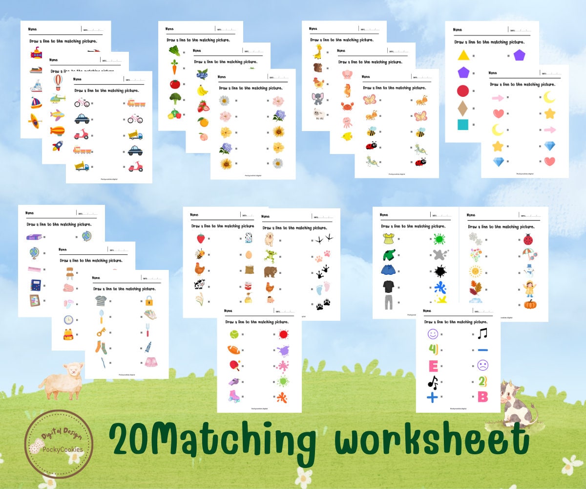 Printable Matching Worksheets, Match the Picture, Kindergarten ...