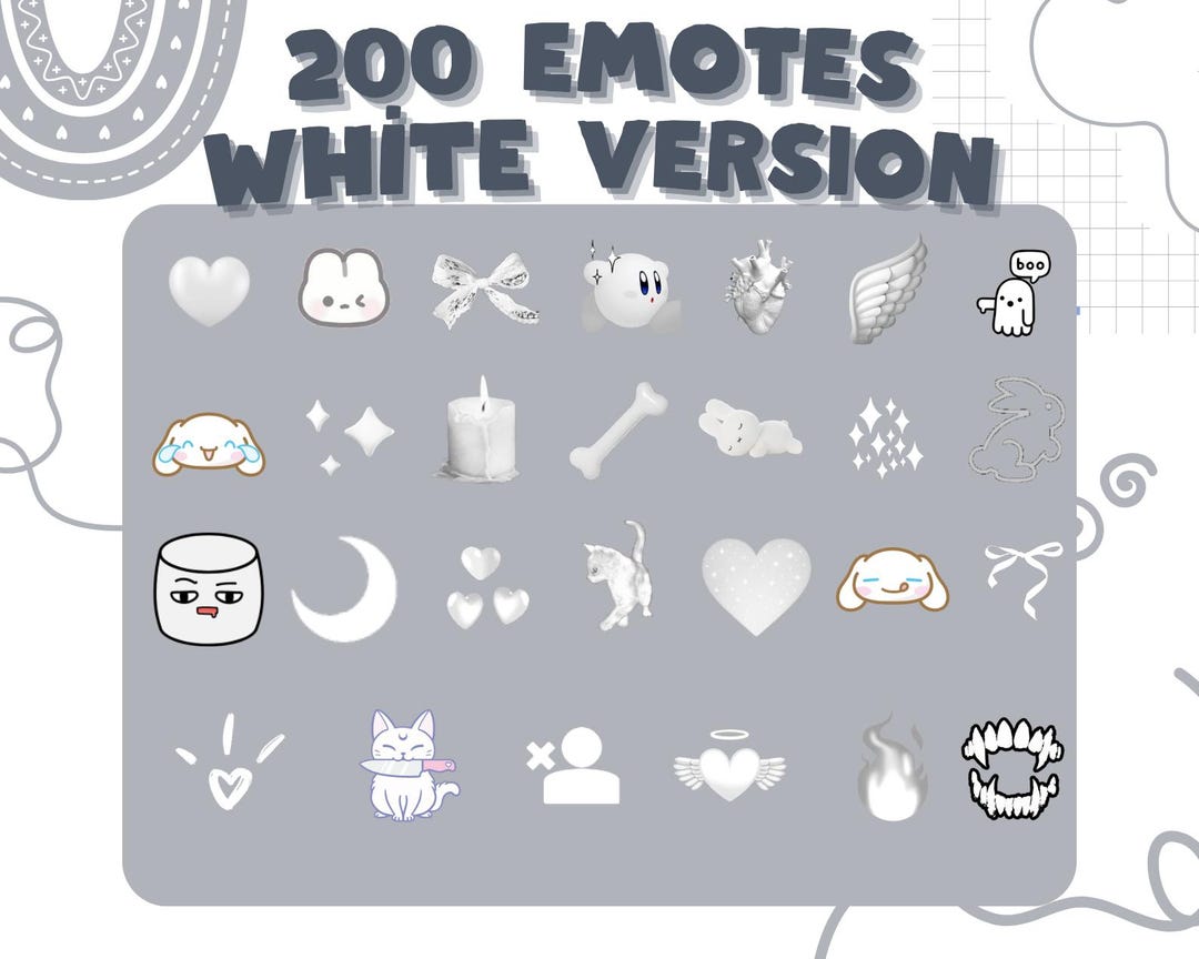 Minimalist White Emotes Pack for Twitch, Discord, Kick (digital ...