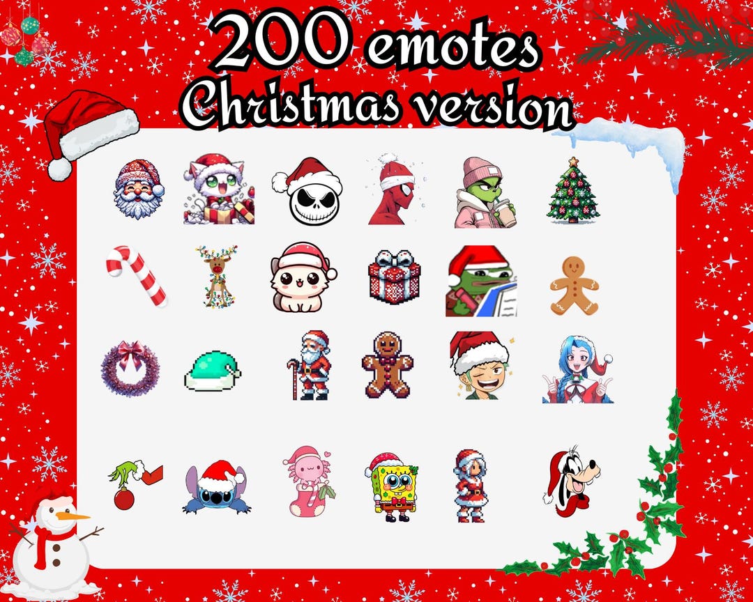 Animated Christmas Emotes for Twitch, Discord, Kick (GIF & PNG) - Etsy