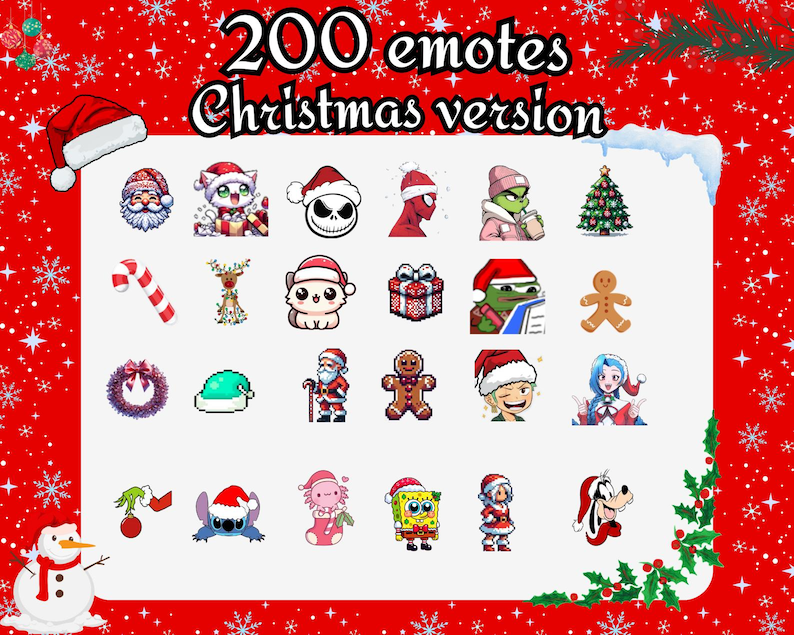Animated Christmas Emotes Pack, Festive Stream Graphics, Winter Vtuber ...