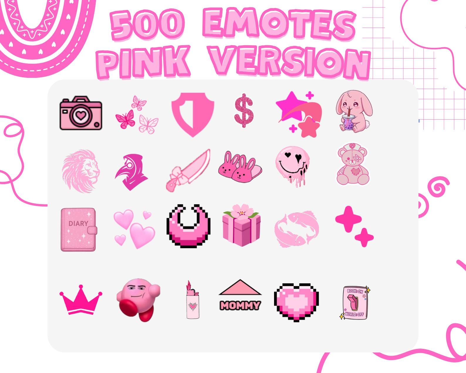 500+ Kawaii Pink Emotes Bundle for Twitch, Discord, Kick (digital ...