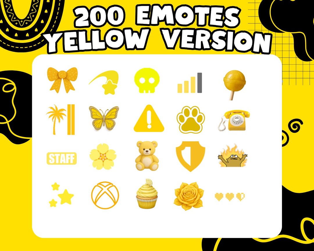 200+ Yellow Animated Emotes, Streamer Graphics Pack (digital Download ...