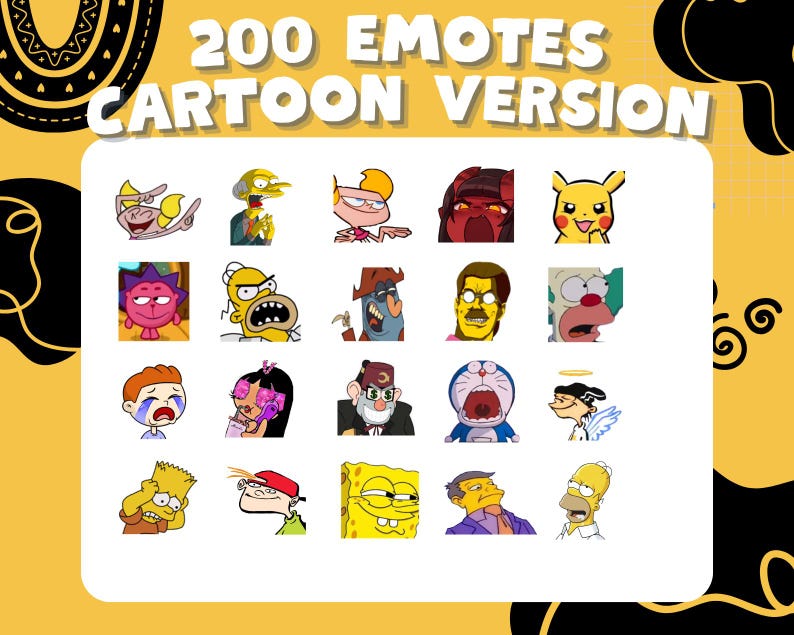 200+ Funny Cartoon Animated Emotes, Stream Graphics Pack (digital ...