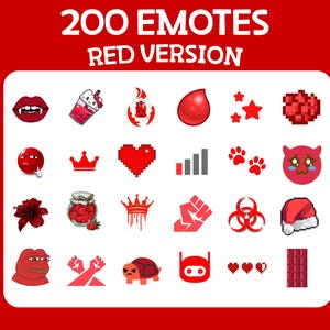 200 Red Twitch & Discord Emote Pack - Etsy