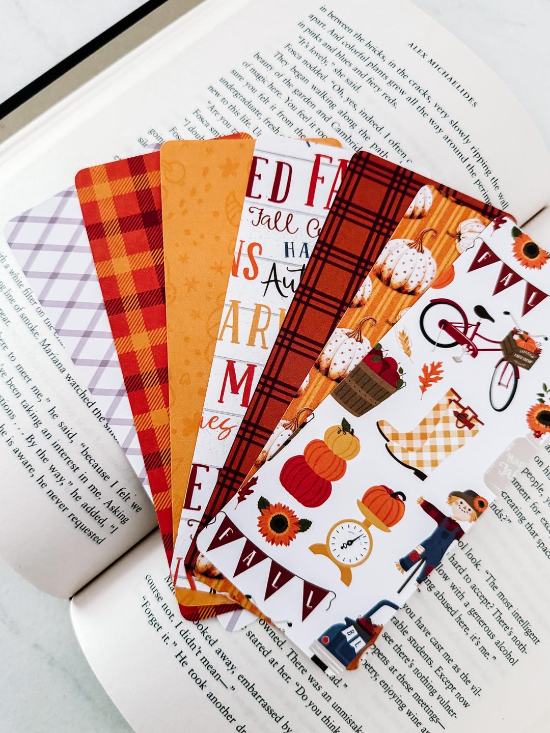 Handmade Fall Bookmarks | Pumpkin, Floral, Plaid | Laminated - Etsy