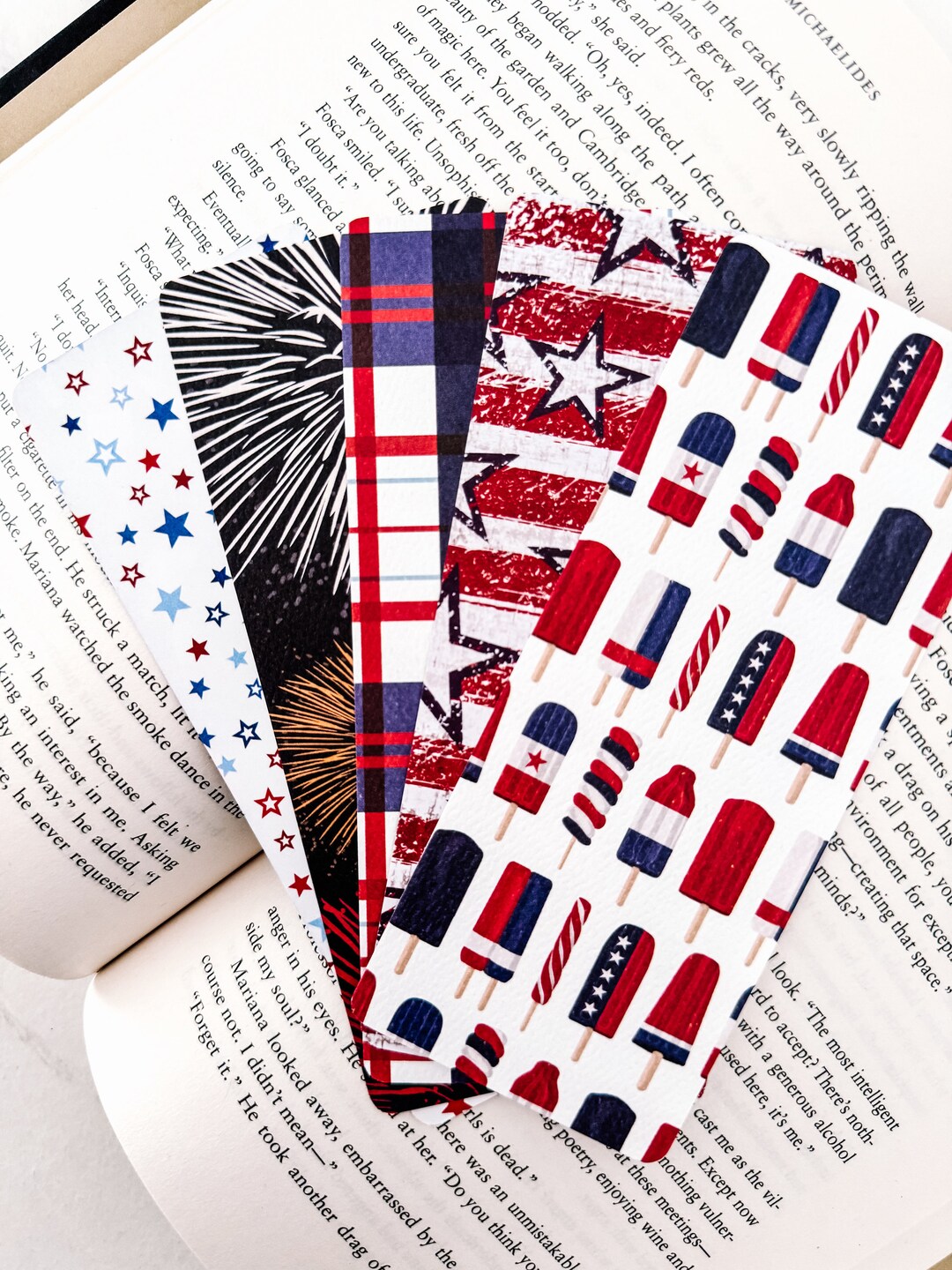 Red, White & Blue Patriotic Bookmarks | July 4th, Handmade Laminated - Etsy