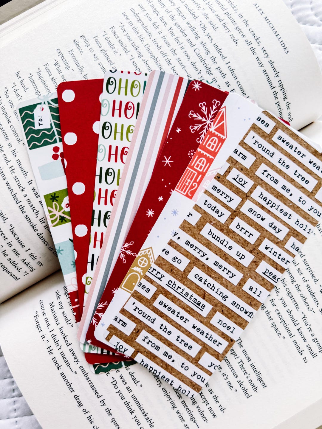 Bright Christmas Bookmarks | Seasonal Bookmarks | Floral Bookmarks ...