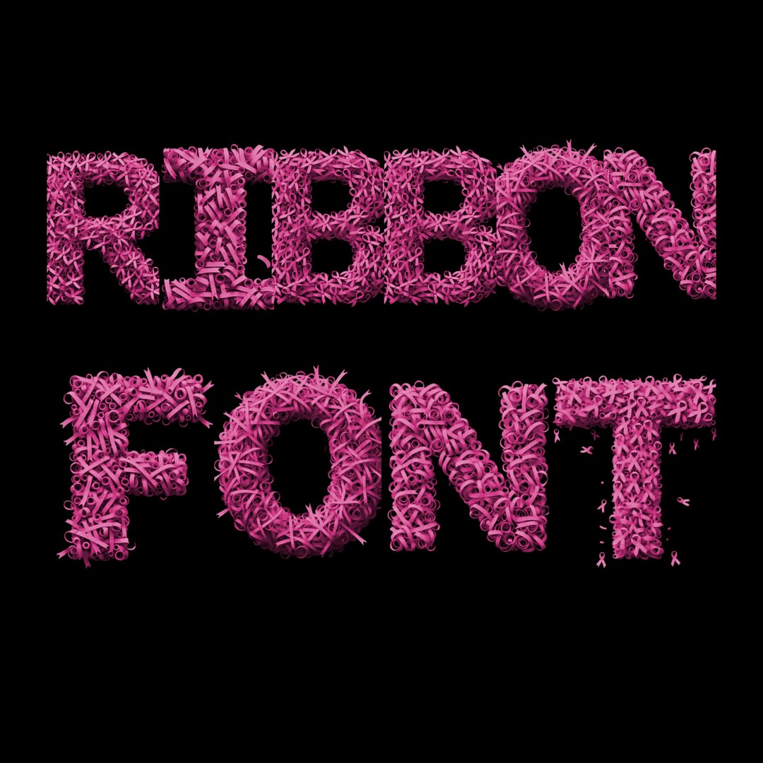 Pink Ribbon Alphabet A-Z & Numbers 0-9, Breast Cancer Awareness Clipart ...