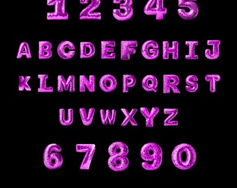 Pink Disco Alphabet Clipart: Shiny Letters & Numbers (digital Download ...