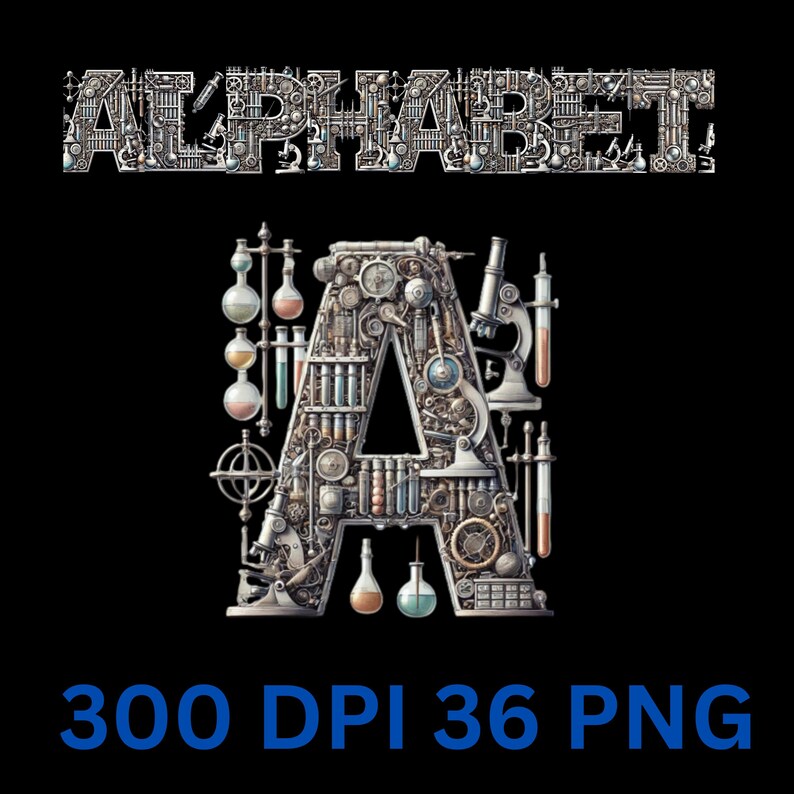 Science Lab Alphabet Clipart: Chemistry Glassware Font (digital ...