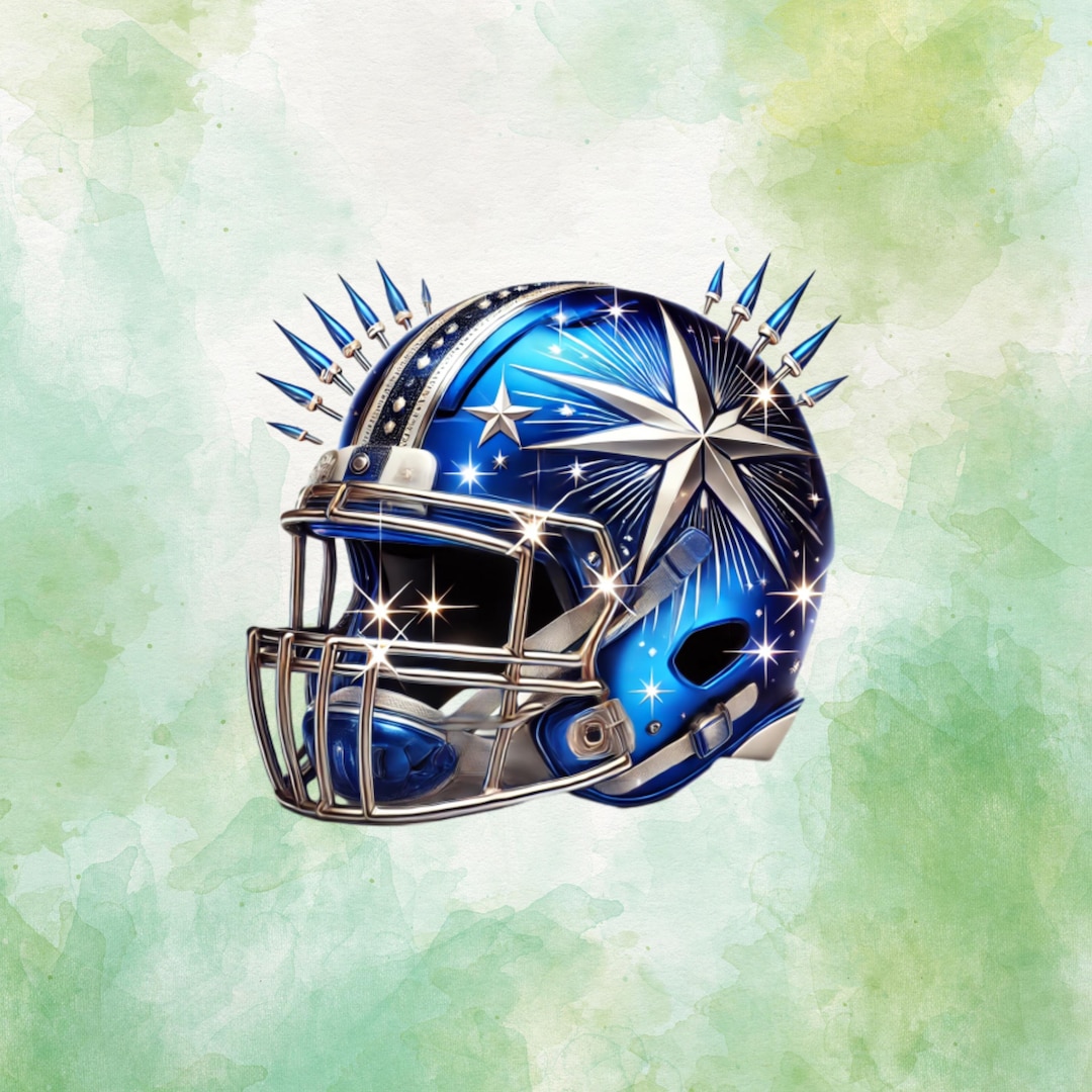 Blue Star Football Helmet Design With Sparkling Accents and Spiked ...